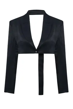 PCFG Linen Blend Crop Woven Jacket - Black