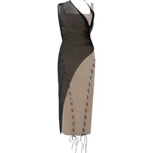 PCFG Bodycon Dress With Tulle - Beige