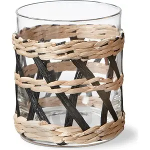 TAG Island Collection Clear Glass Dof Drinkware With Braided Sleeve - Black