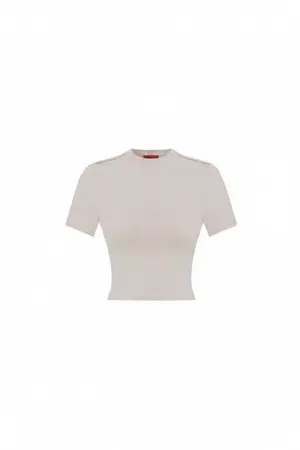 PCFG PCFG Cotton Slim Fit Cropped T-Shirt Beige