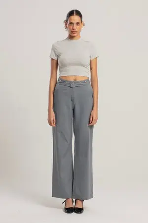 PCFG Cotton Slim Fit Cropped T-shirt - Grey