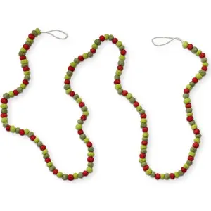 TAG Heirloom Wool Ball Garland Multi Decorative Wall Decor - Red