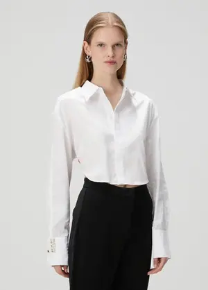PCFG Pure Cotton Cropped Shirt With Lace-up Detail