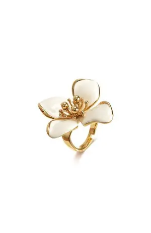RETRO CHIC Iris Blossom Ring - White & Gold