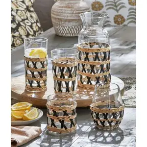 TAG Island Collection Clear Glass Tumbler With Cattail Straw