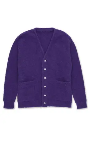 FORTELA Patch Pocket Mohair Wool Cardigan - Violet