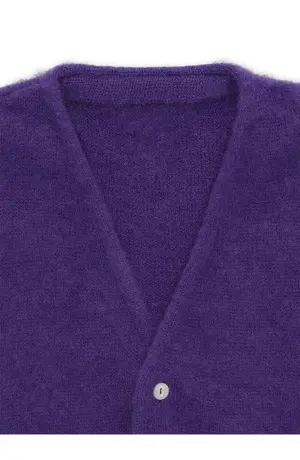 FORTELA Patch Pocket Mohair Wool Cardigan - Violet
