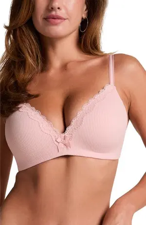 Hunkemoller Lola Padded Non-wired Bra - Silver Pink