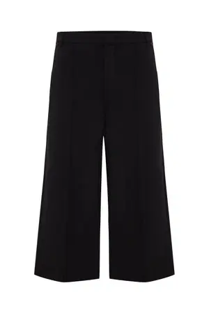 PCFG Cotton Woven Pleated Capri Shorts - Black