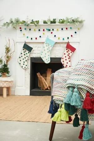 CAROL & FRANK Christmas String Lights Pompom Decorative Hanging Garland 48