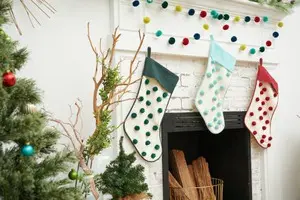 CAROL & FRANK Christmas String Lights Pompom Decorative Hanging Garland 48