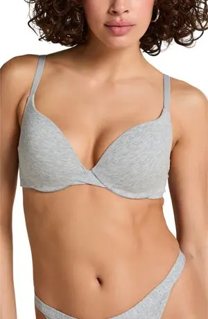 Hunkemoller Cotton Padded Underwired Push-up Bra - Grey