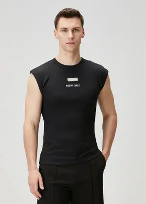 PCFG Rib Tank Top With Patch - Black