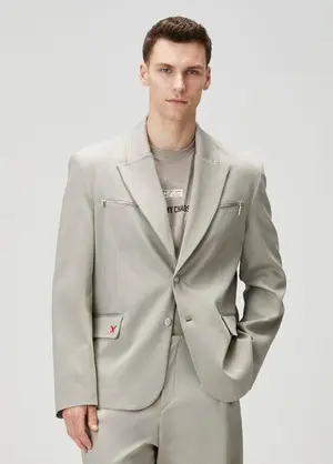 PCFG Cotton Zip Detail Woven Blazer