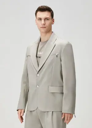 PCFG Cotton Zip Detail Woven Blazer