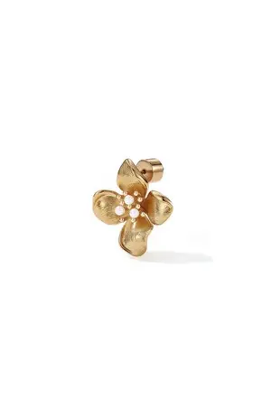 RETRO CHIC Iris Blossom Stud Earrings - Gold & White