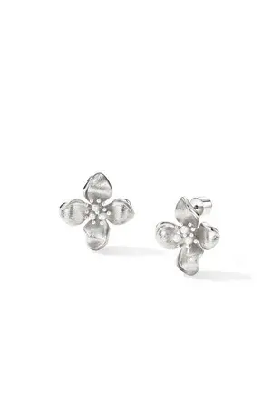 RETRO CHIC Iris Blossom Stud Earrings - Silver