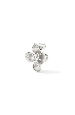 RETRO CHIC Iris Blossom Stud Earrings - Silver