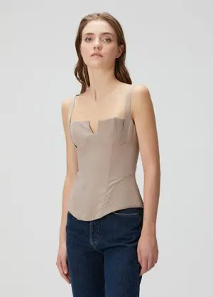 PCFG Corset Top With Back Zipper - Beige