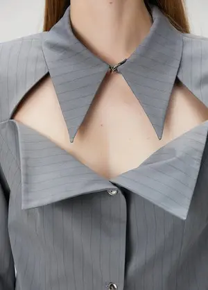PCFG Woven Striped Shirt With Metal Button