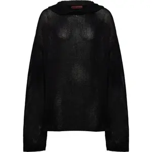 PCFG Cotton Blend Knitted Hoodie With Woven Patch
