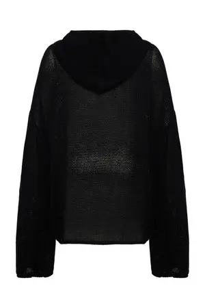 PCFG Cotton Blend Knitted Hoodie With Woven Patch