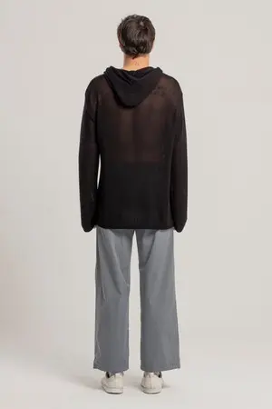 PCFG Cotton Blend Knitted Hoodie With Woven Patch
