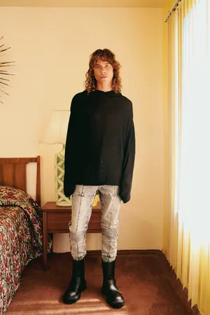 PCFG Cotton Blend Knitted Hoodie With Woven Patch