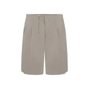 PCFG Cotton Woven Pleated Shorts With Zip Detail