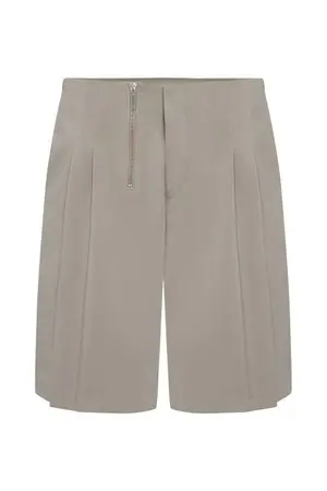 PCFG Cotton Woven Shorts With Double Front Pleats And Zip Detail