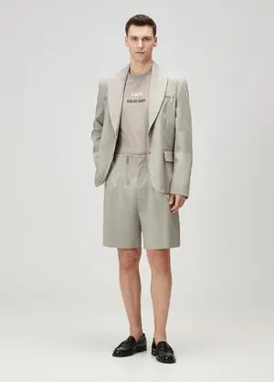 PCFG Cotton Woven Shorts With Double Front Pleats And Zip Detail