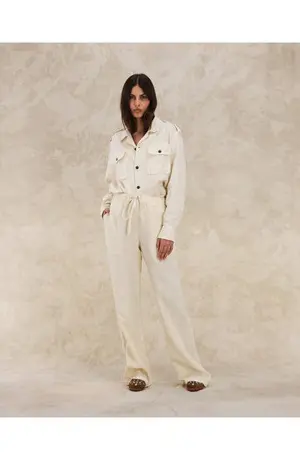 FORTELA Jaleh Drawstring Linen Trousers - Milk