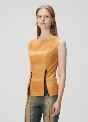 PCFG Sleeveless Top With Criss-cross Detail