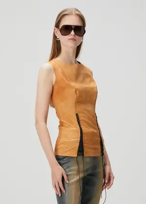 PCFG Sleeveless Top With Criss-cross Detail