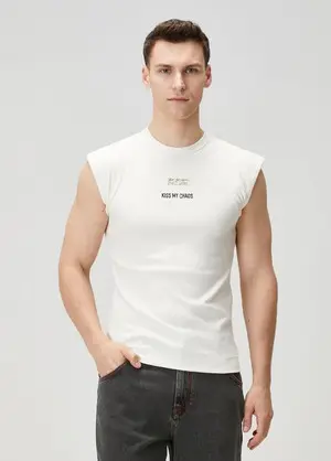 PCFG Cotton Rib Tank Top With Patch - White