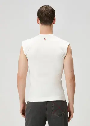 PCFG Cotton Rib Tank Top With Patch - White