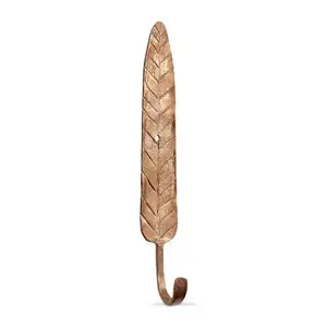 TAG Chic Handcrafted Leaf Design Forged Iron Wall Hook Decor - Brown
