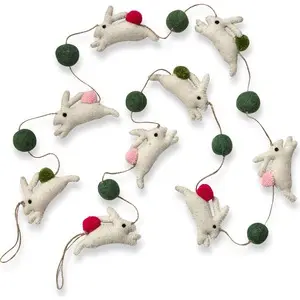 TAG Easter Bunny Wool Felt Garland Colorful Wall Banner Decor - Multicolored