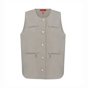 PCFG Cotton Woven Vest With Zip Detail