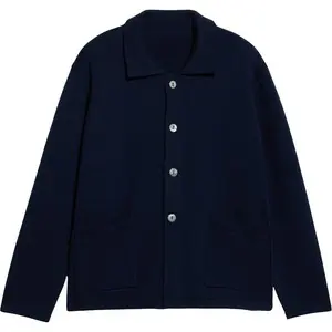 FORTELA Merino Wool Cardigan - Navy Blue