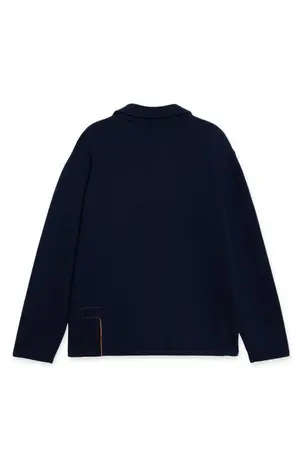 FORTELA Merino Wool Cardigan - Navy Blue