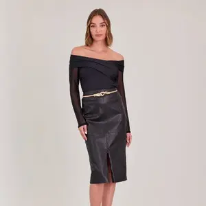 Anne Fontaine Asymmetric Top With Stretch Mesh Sleeves