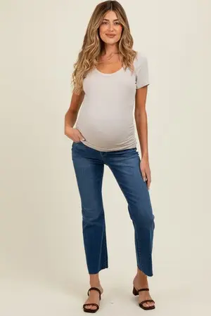 PINKBLUSH Raw Hem Kick Flare Maternity Jeans