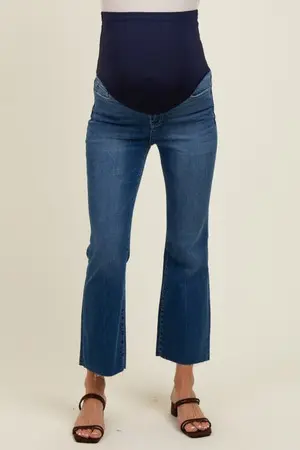 PINKBLUSH Raw Hem Kick Flare Maternity Jeans