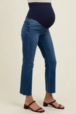 PINKBLUSH Raw Hem Kick Flare Maternity Jeans