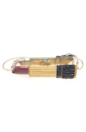 Judith Leiber Lipstick Crystal Embellished Clutch
