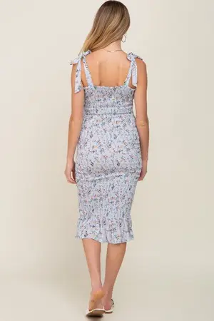 PINKBLUSH Floral Smocked Fitted Maternity Dress