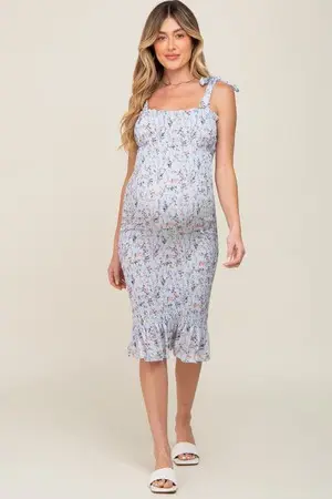 PINKBLUSH Floral Smocked Fitted Maternity Dress