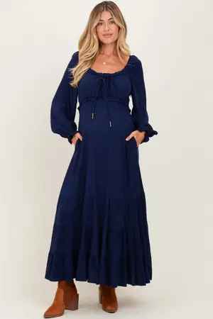 PINKBLUSH Ruffled Fit And Flare Maxi Dress