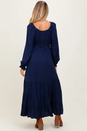 PINKBLUSH Ruffled Fit And Flare Maxi Dress